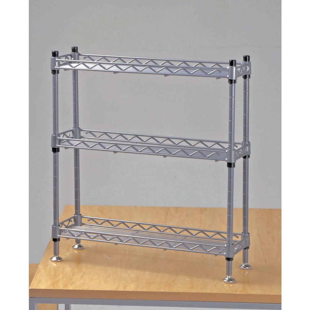 HUBERT® Merchandising Rack 3-Shelf Soft Silver Steel Narrow - 18" L x 6 ...
