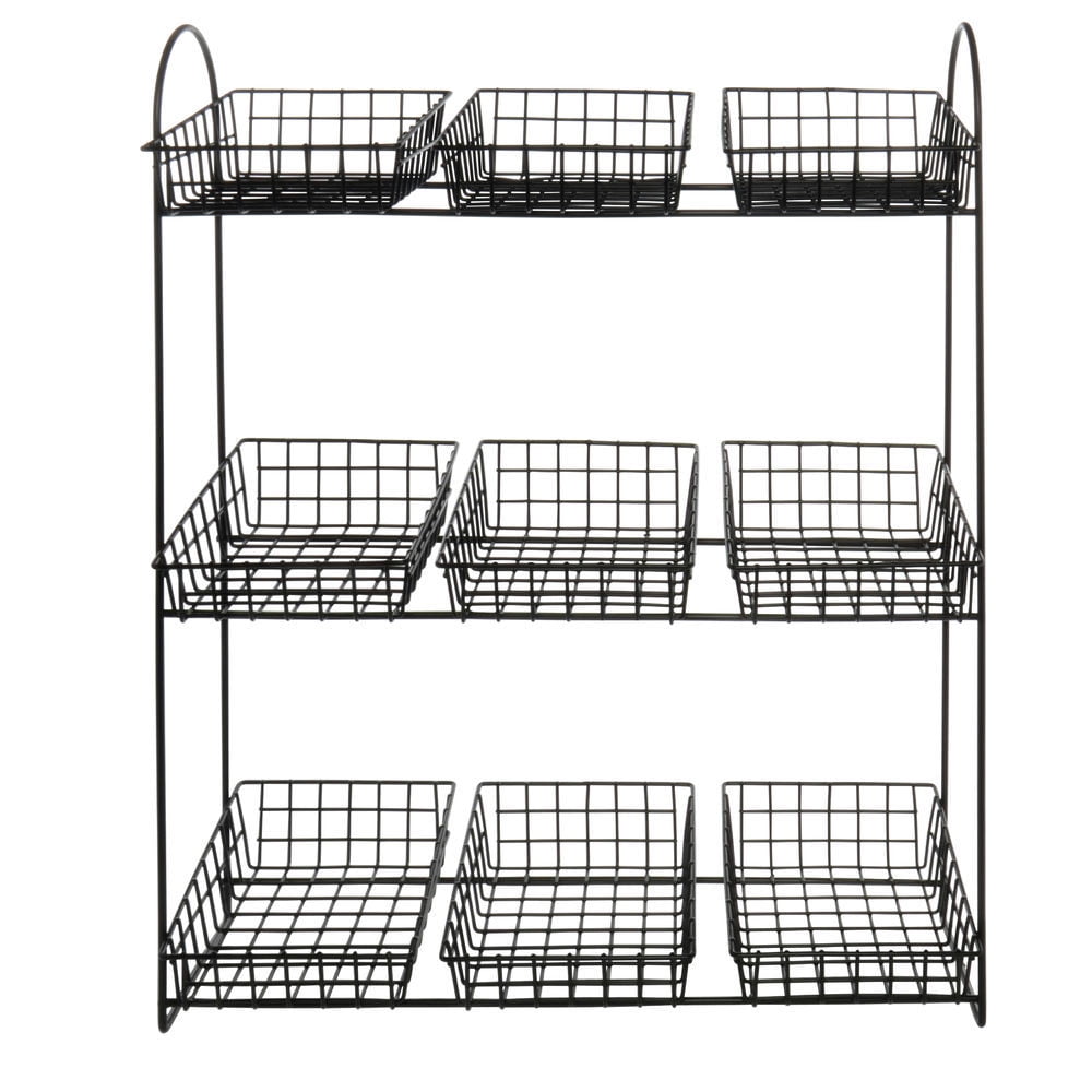 HUBERT Merchandising Rack 3 Tier Black with 9 Baskets - 19"L x 7 3/4"W ...