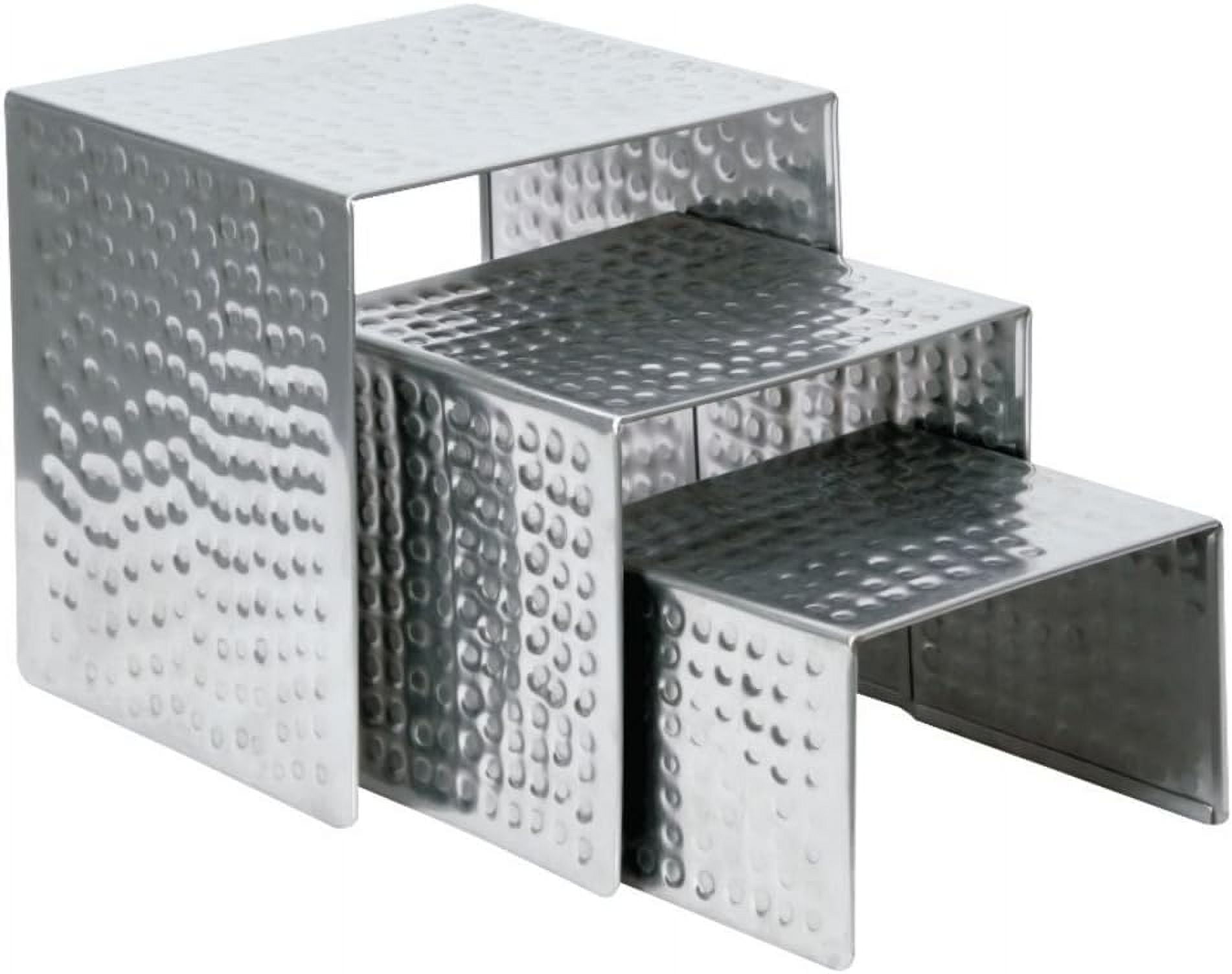 HUBERT Nested Stainless Steel Display Risers with Hammered Finish - Set ...