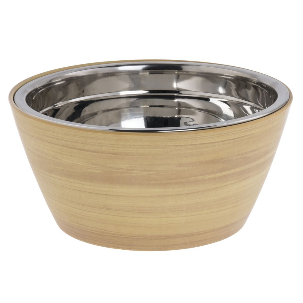 HUBERT® Serving Bowl Butcher Block Faux Wood Melamine with Stainless ...
