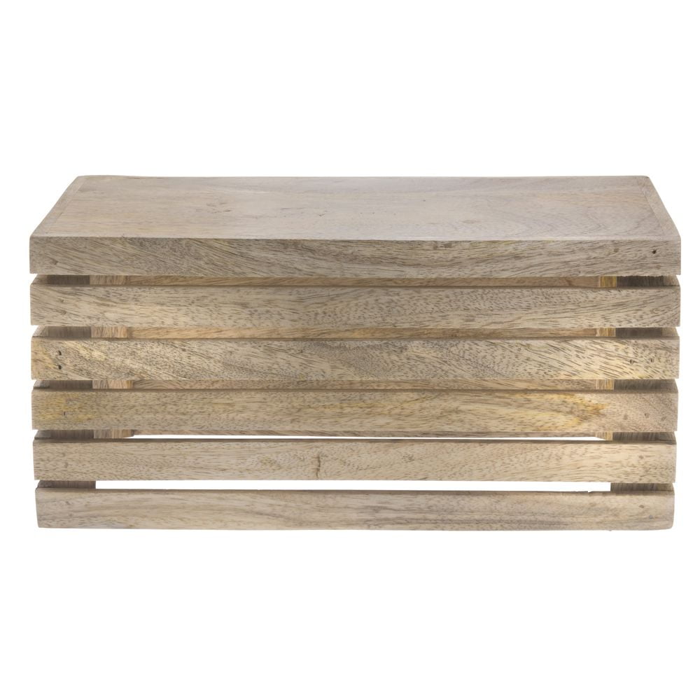 HUBERT Slatted Crate Display Rectangular Natural Mango Wood Slatted ...