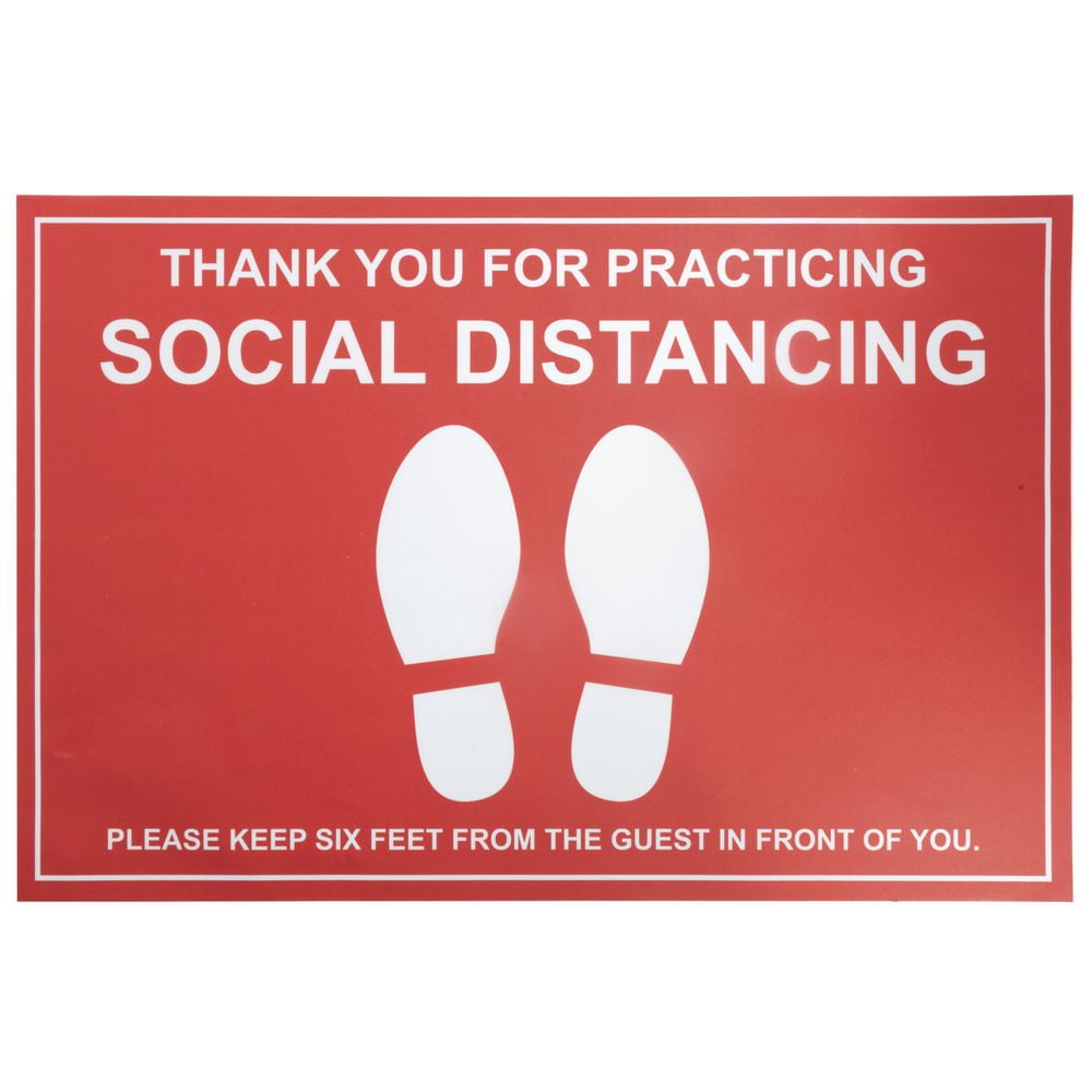 HUBERT Social Distancing Floor Decal 12 x 18 Red - Walmart.com