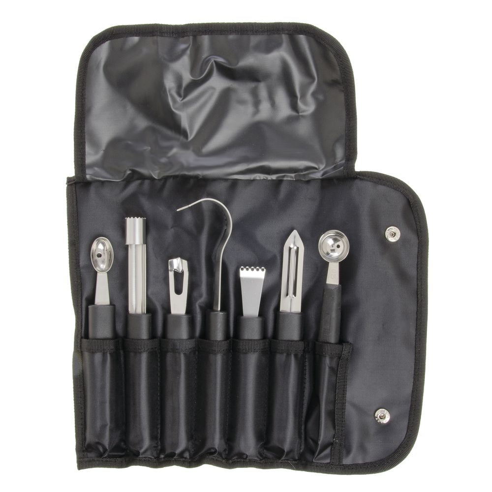 HUBERT Stainless Steel 8-Piece Garnishing Tool Set with Black Nylon ...