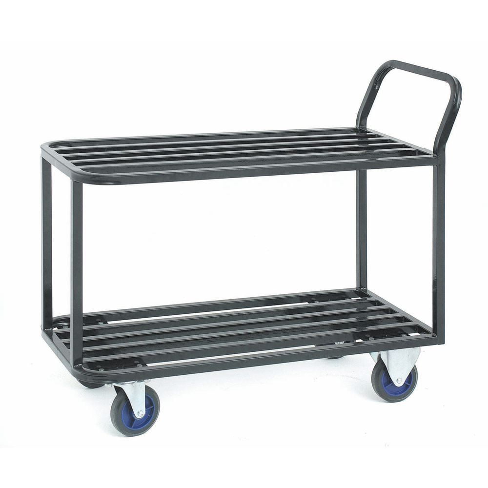 HUBERT® Utility Cart Stocking Cart 2-Tier Black Powder Coated Steel ...