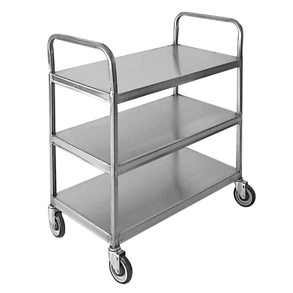 HUBERT® Utility Cart with Double Loop Handle Stainless Steel 3-Shelf ...