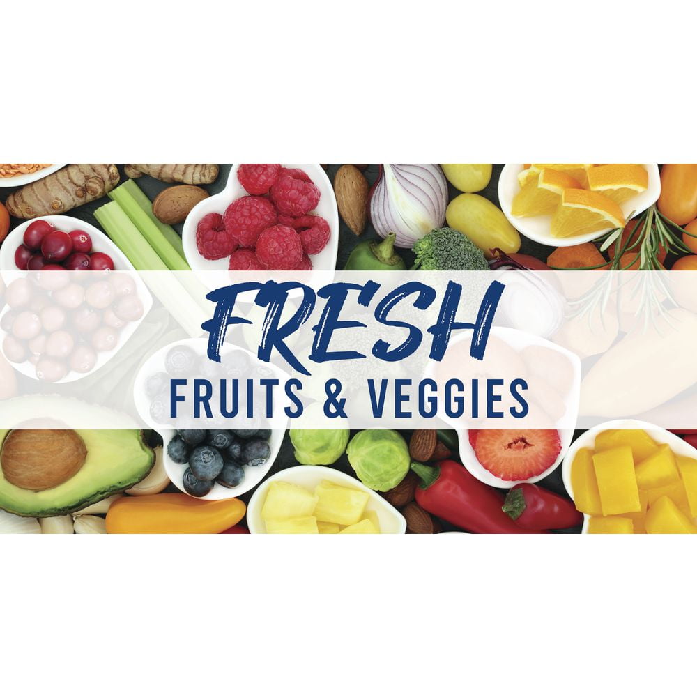 HUBERT® Vinyl Magnetic Fresh Fruit and Veggie Sign - 49"L x 26"H ...