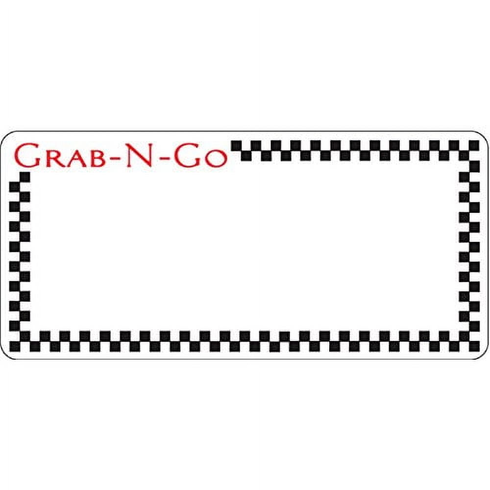 HUBERT White 12-Up Laser Labels Imprinted "Grab-N-Go" - 3 1/2"L x 1 5/8 ...