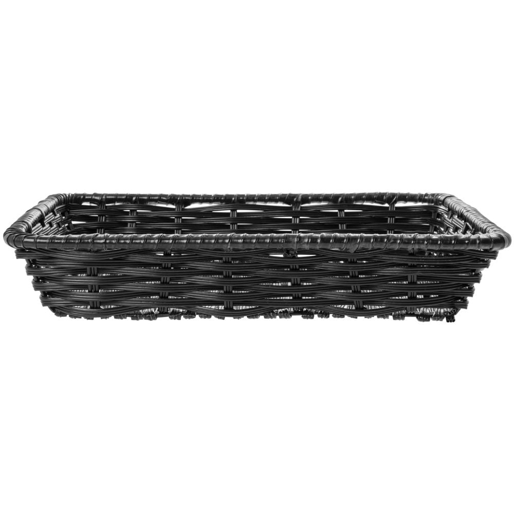 HUBERT® Wicker Storage Basket Black Plastic - 14"L x 12"W x 2 1/2"D ...