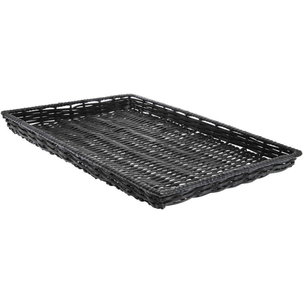 HUBERT Wicker Storage Basket Black Plastic - 18" L x 26" W x 2" H ...
