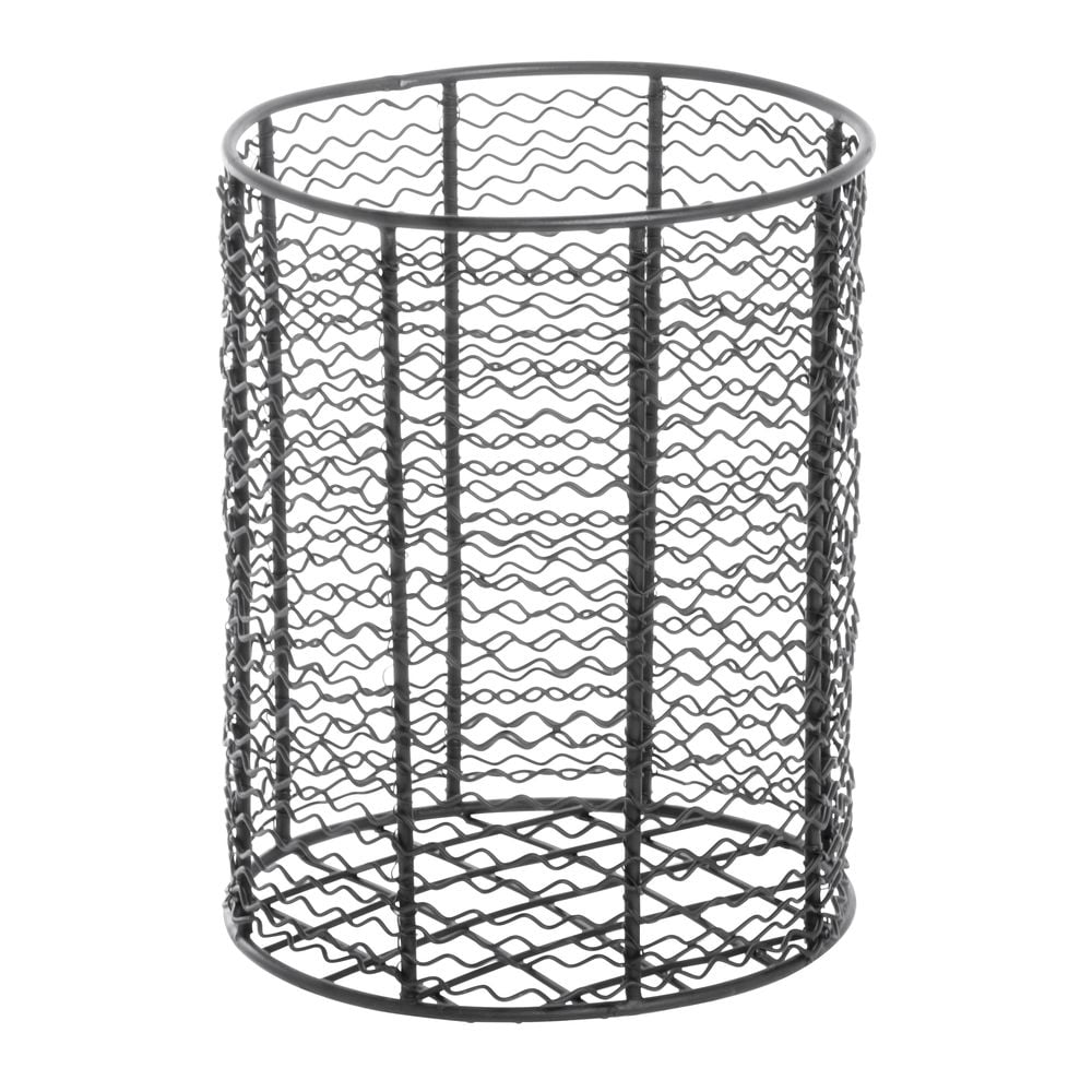 HUBERT Wire Storage Basket Round Black Steel - 7 1/4 Dia x 9 7/16 H ...