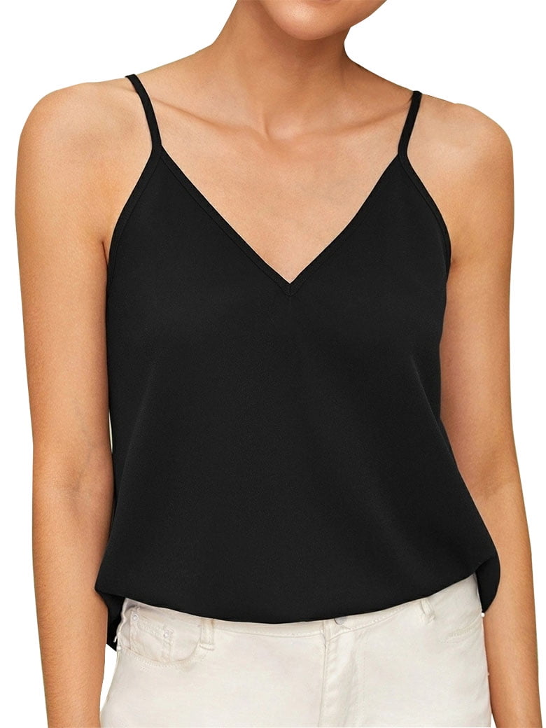 HUBERY Women Open Back V Neck Sleeveless Cami Top - Walmart.com
