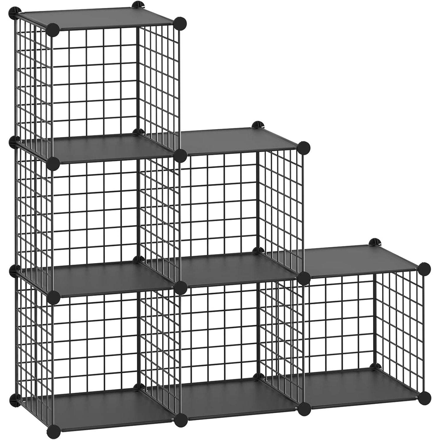 HUBSON Wire Cube Storage Organizer, 6-Cube Metal Grids Storage Shelf ...