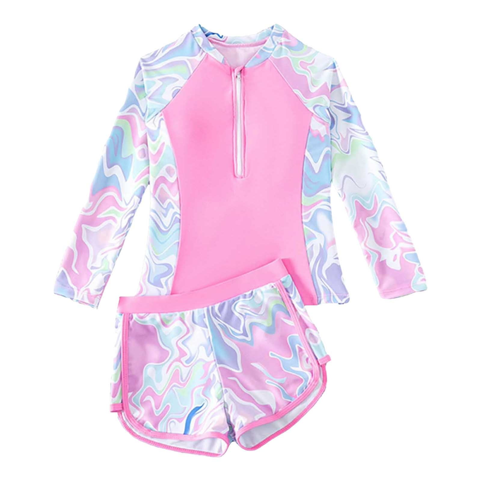HUCOAE Long Sleeve Swimsuit Girls Toddler Swim Suit Toddler Girls ...