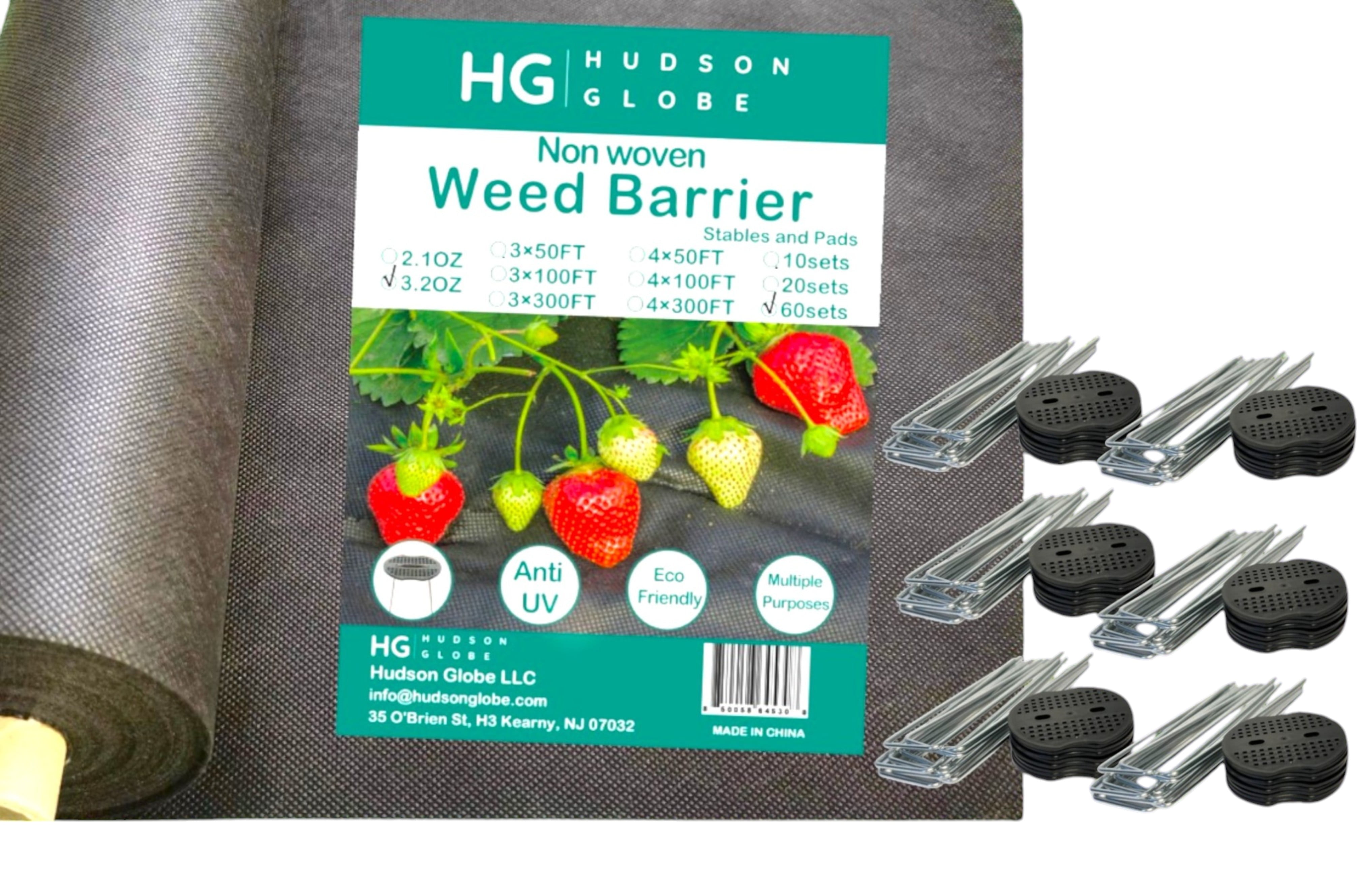 HUDSON GLOBE,3FT x 300FT Spunbond Non-Woven Premium Garden Weed Barrier ...