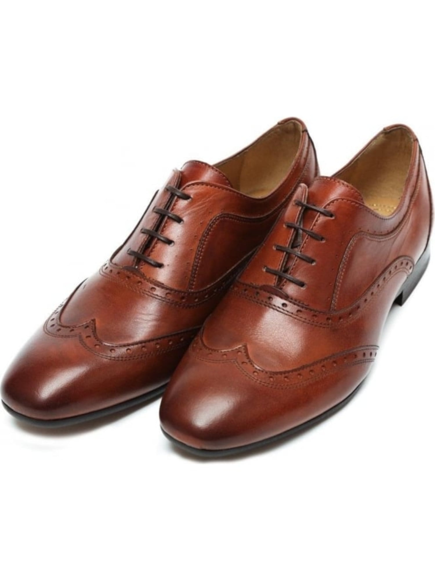 HUDSON Mens Brown Perforated Francis Wingtip Toe Block Heel Lace-Up ...