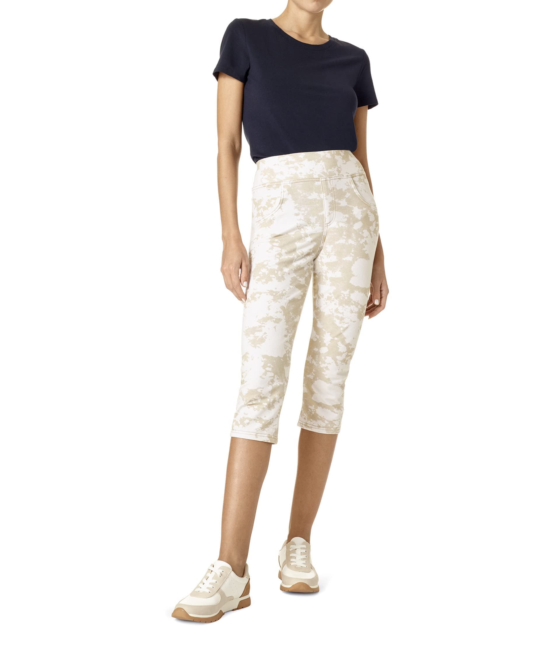 HUE Game Changing High-Rise Shorter Capris Khaki Tie-Dye SM (US Women's ...