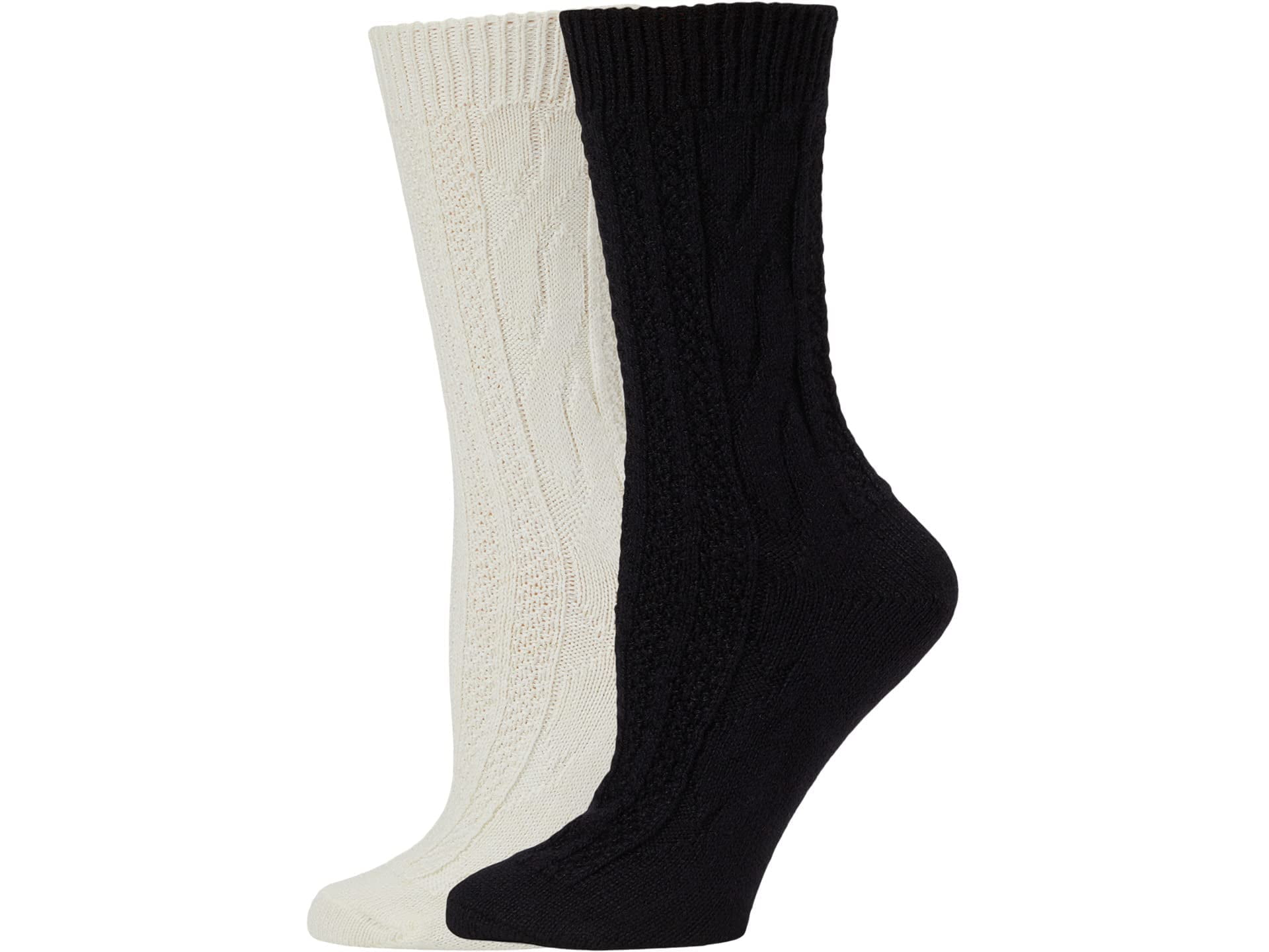 HUE Smart Temp Cable Ribbed Boot Socks 2-Pair Pack Ivory One Size ...