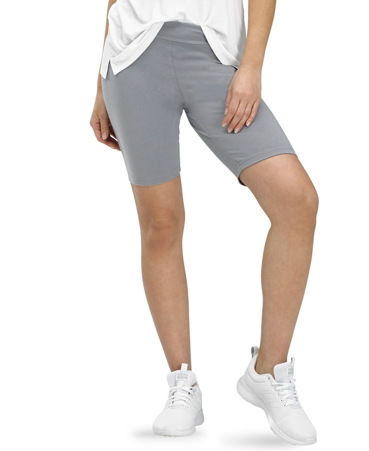 HUE Womens Essentials High-Rise Bike Shorts,Granite,Large - Walmart.com
