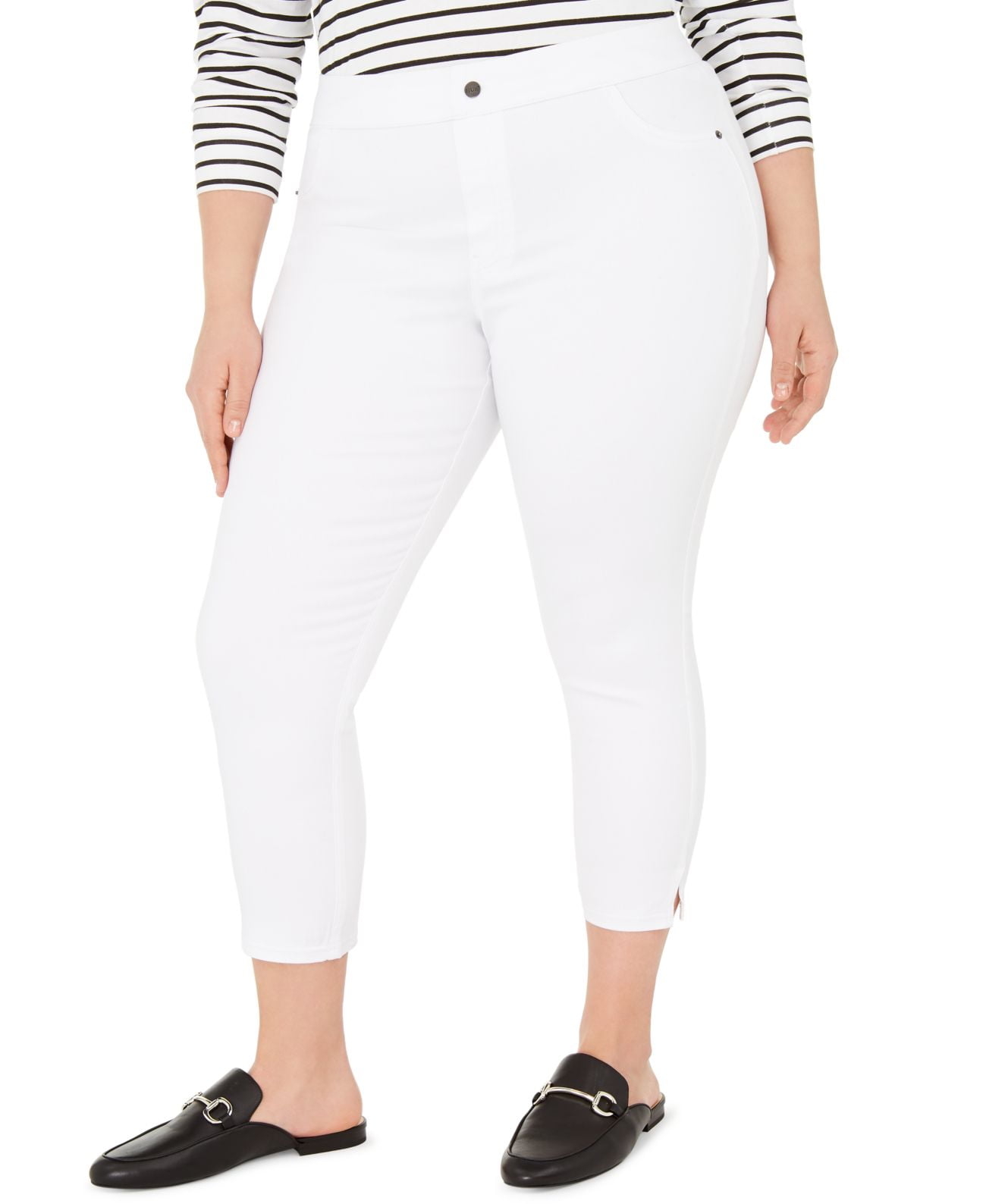 HUE Women's Plus Size Classic Smooth Stretch Jean Material Denim Capris ...