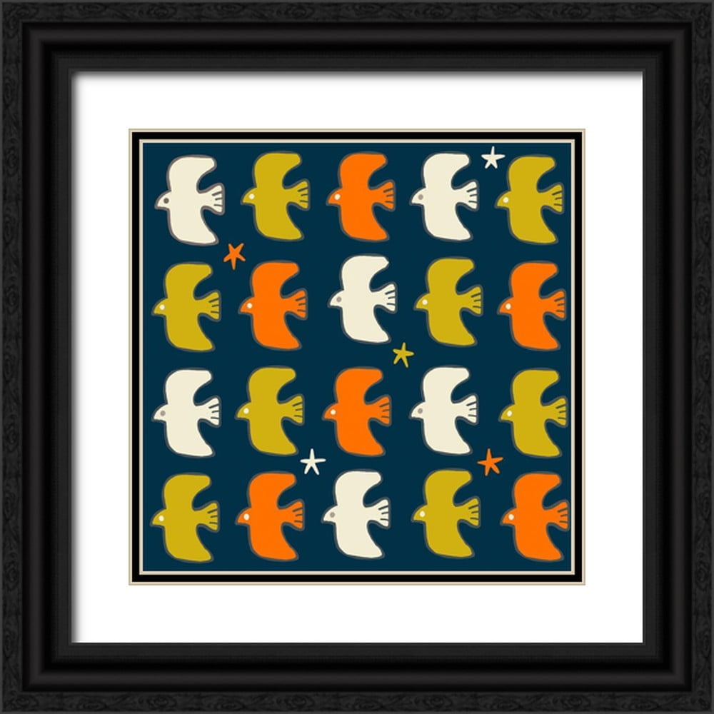 HUE and MI and Sangita 20x20 Black Ornate Wood Framed with Double ...