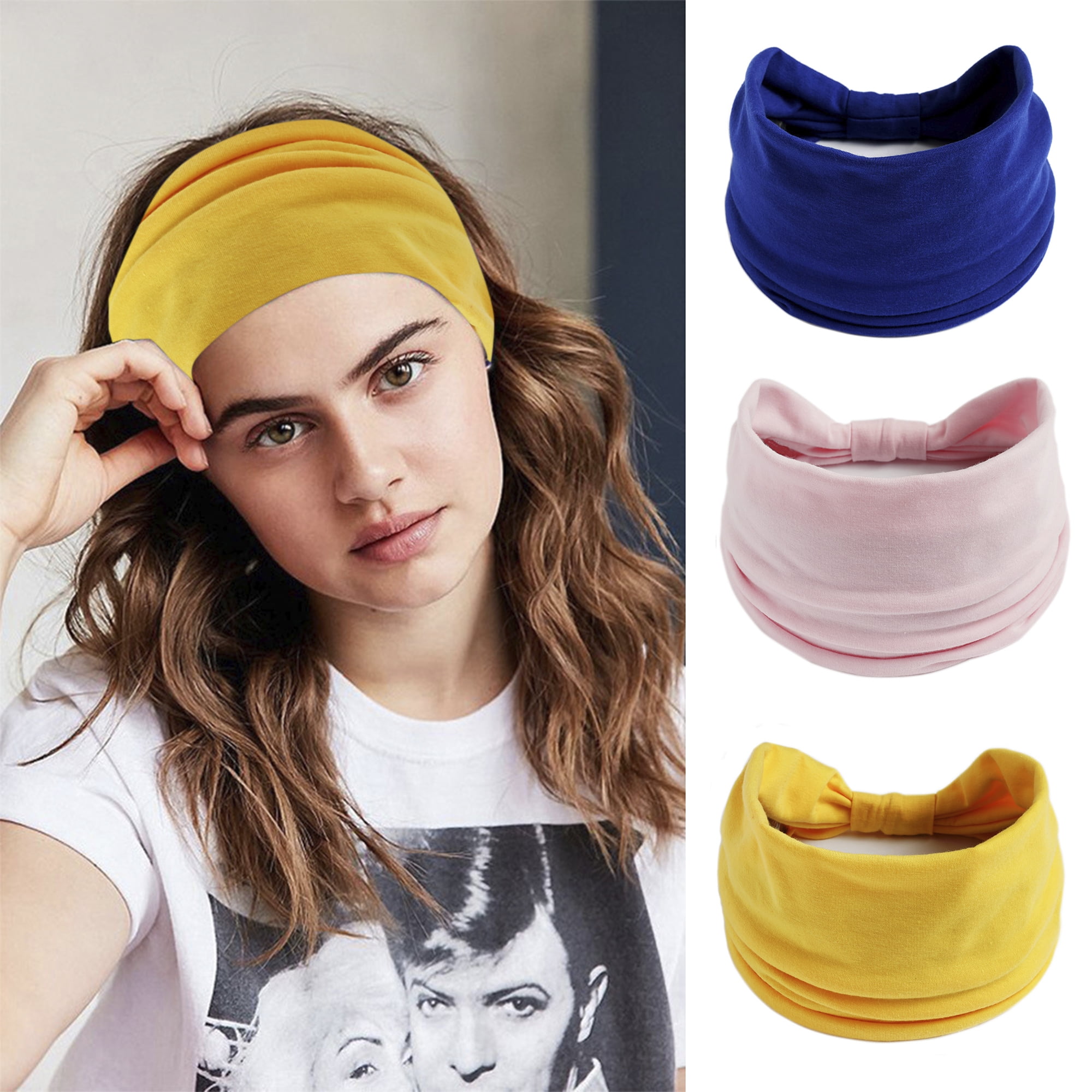 HUFTGOLD 3 Packs Wide Headbands for Women, Headwrap Boho Yoga Turban ...