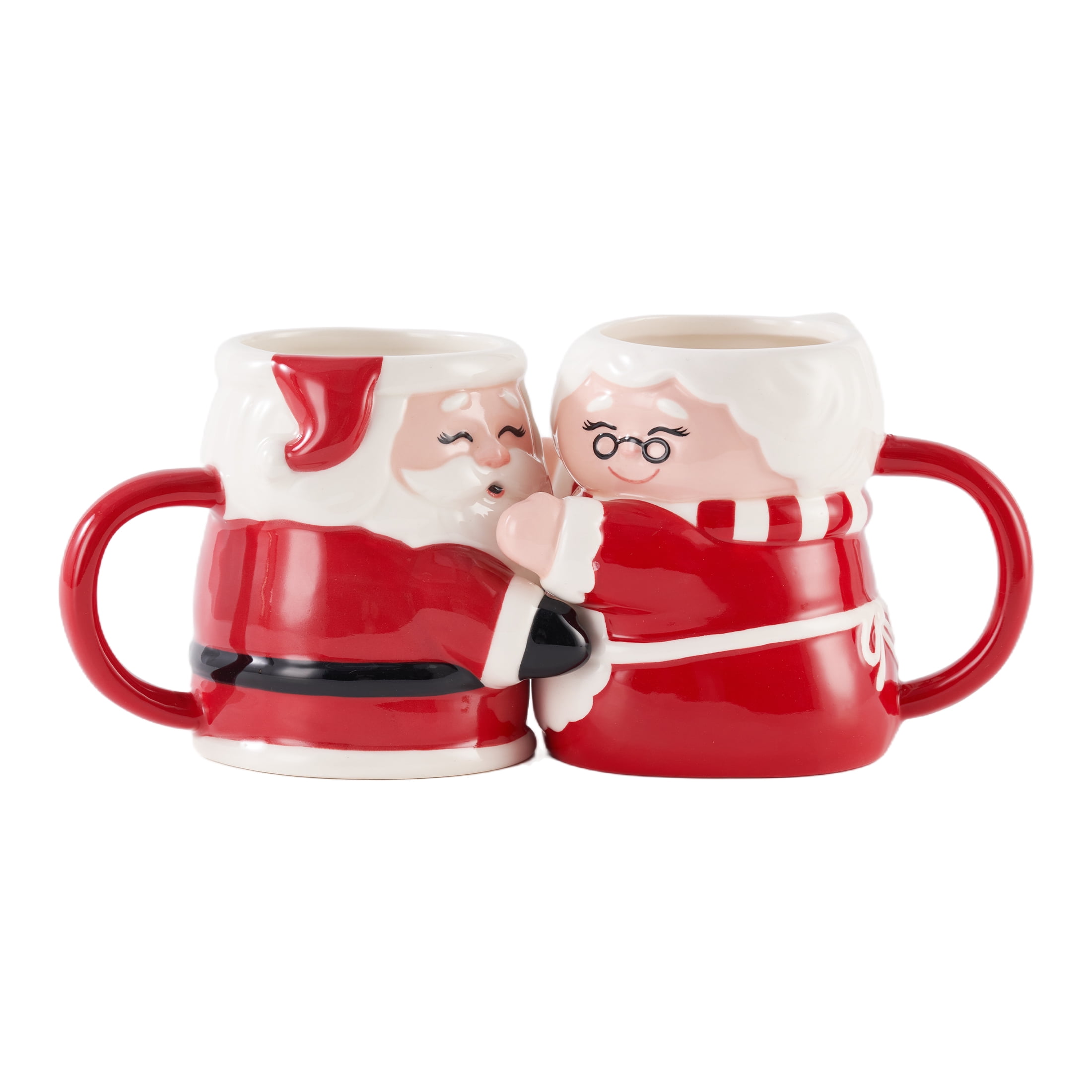 Mr & Mrs Claus Hug Ceramic Mug Set 18 OZ 2-Piece Holiday Time - Walmart.com
