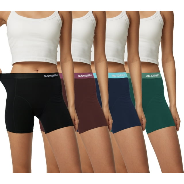 HUG YOURSELF Women's Seamless Boyshorts Cotton Boxer Briefs Bike Shorts ...