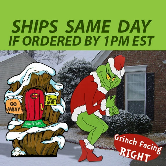 HUGE 48"H x 21"W GRINCH Stealing Lights Yard Decoration RIGHT FACING ...