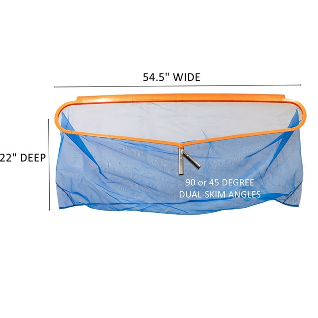 HUGE Pool Leaf Skimmer Net, 54.5" Wide x 10' Long Rake with 45° & 90 ...