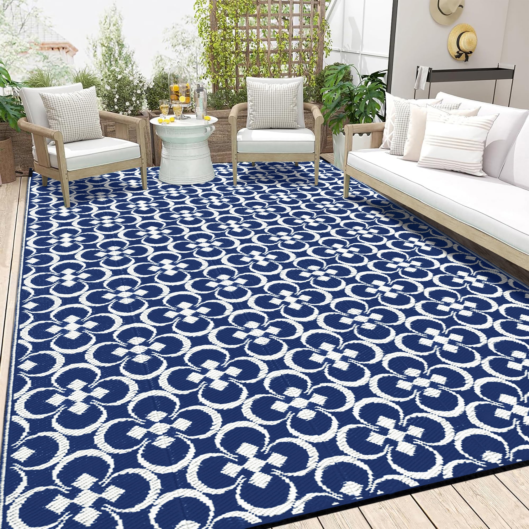 HUGEAR 6'x9' Outdoor Rugs, Waterproof, Washable for Patio, RV, Deck ...