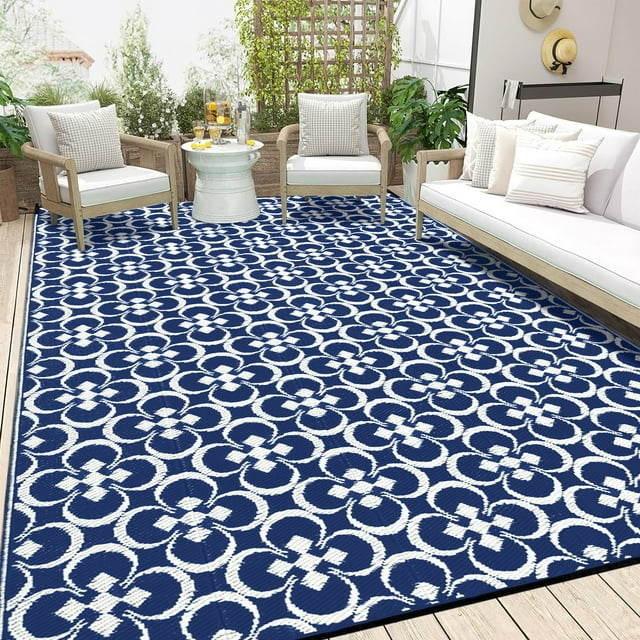 HUGEAR 6'x9' Outdoor Rugs, Waterproof, Washable for Patio, RV, Deck ...