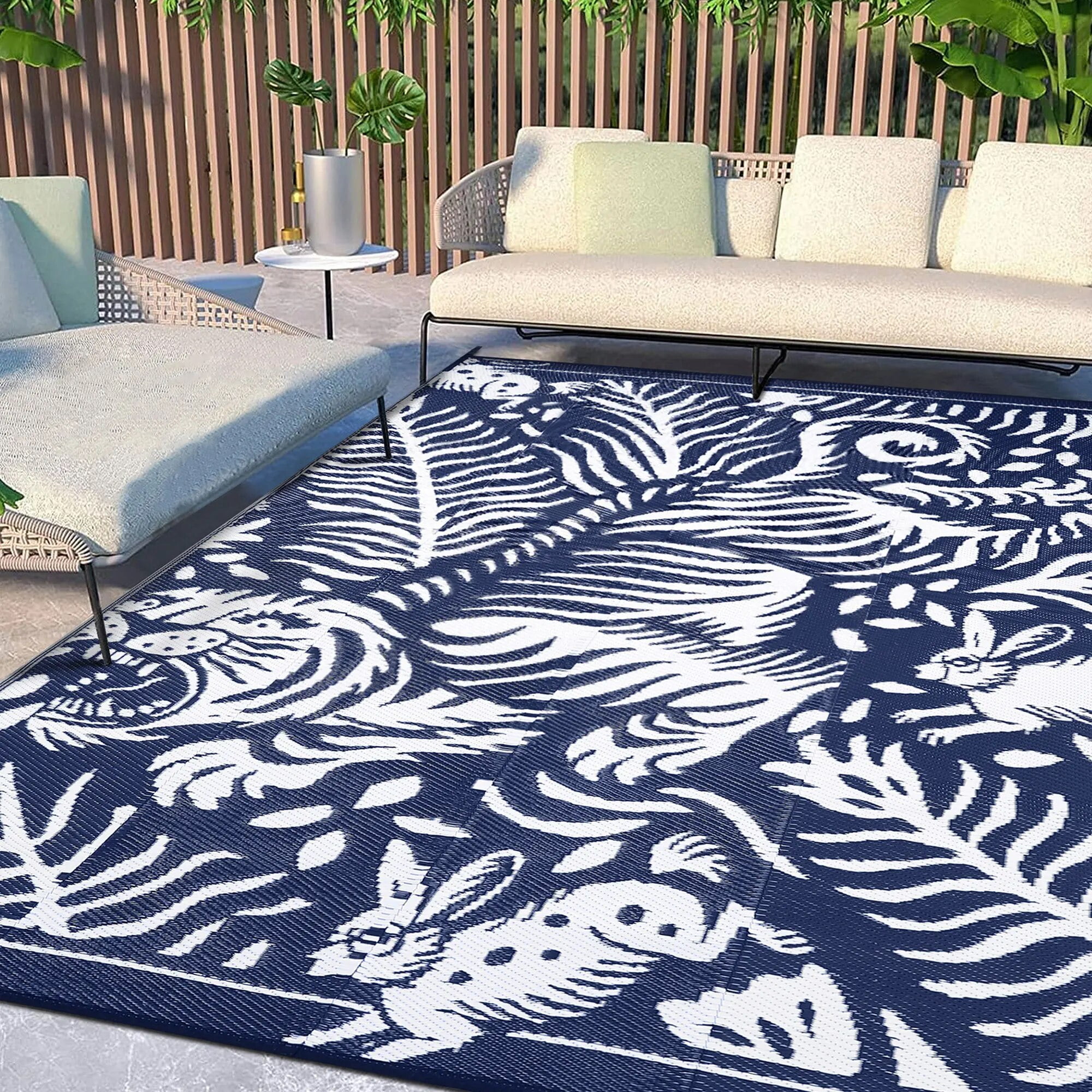 HUGEAR Reversible Straw Outdoor Plastic Rugs, Waterproof Indoor/Outdoor ...