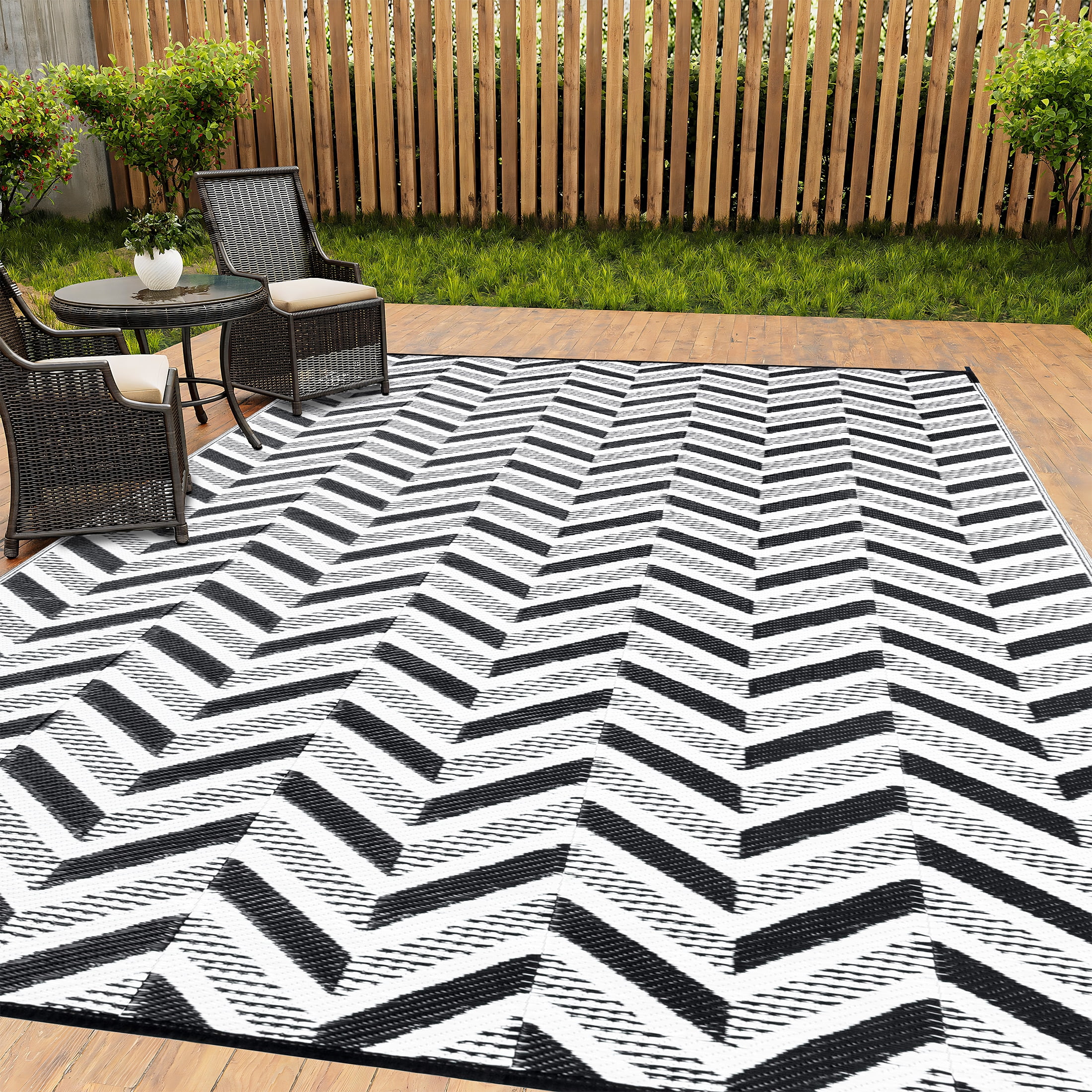 HUGEAR Large Outdoor Waterproof Plastic Straw Rug 6'x9' for Patio ...