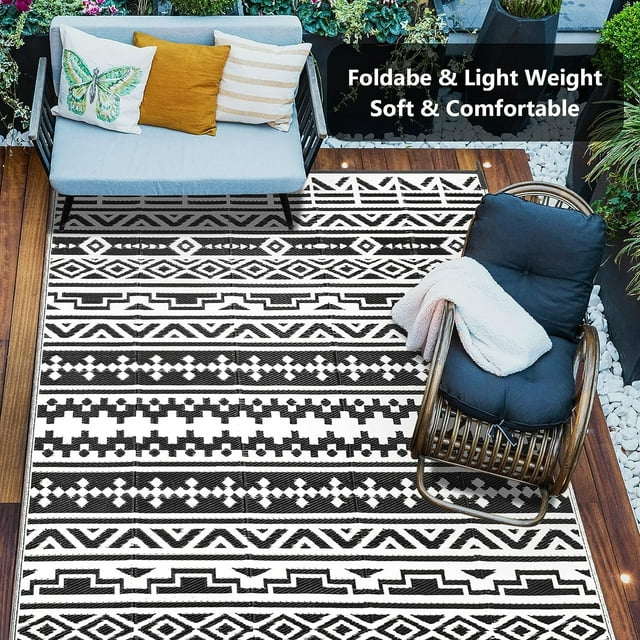 HUGEAR 6'x9' Reversible Large Outdoor Plastic Straw Rug for Patio ...