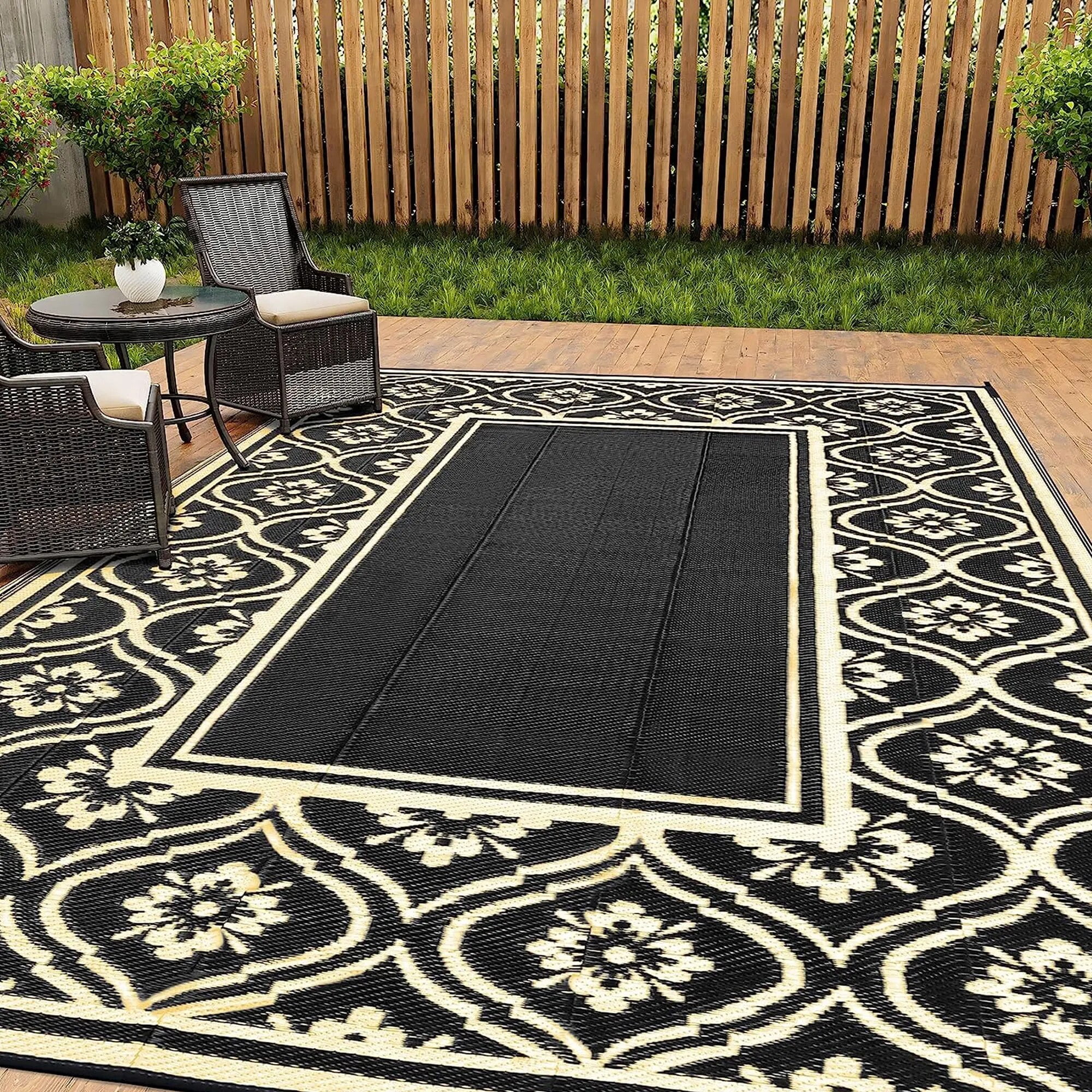 HUGEAR 5'x8' Reversible Outdoor Rug, Waterproof for Patio, Deck ...