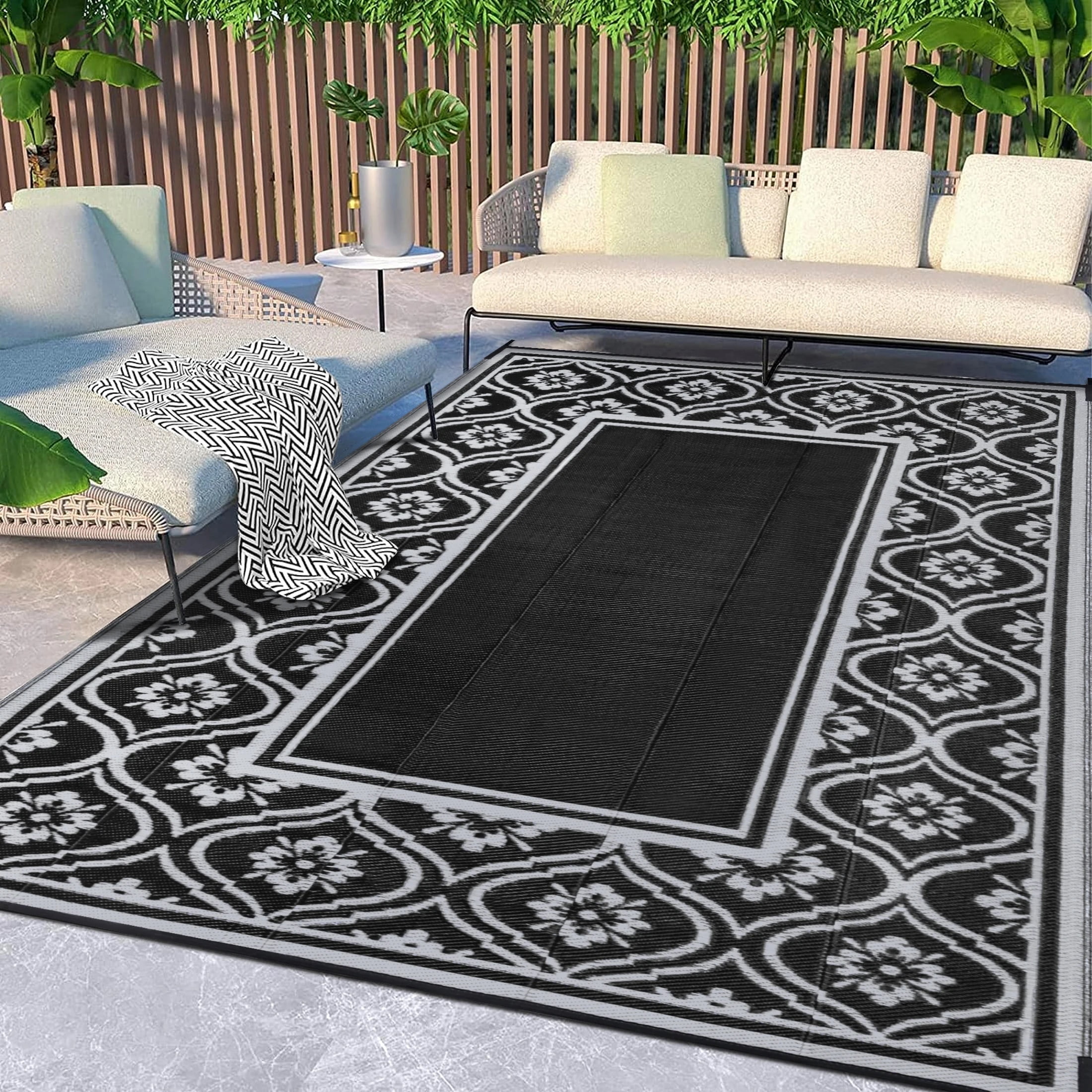 HUGEAR Outdoor Rugs Clearance 5'x8' Waterproof Patio Rugs Area Rugs ...