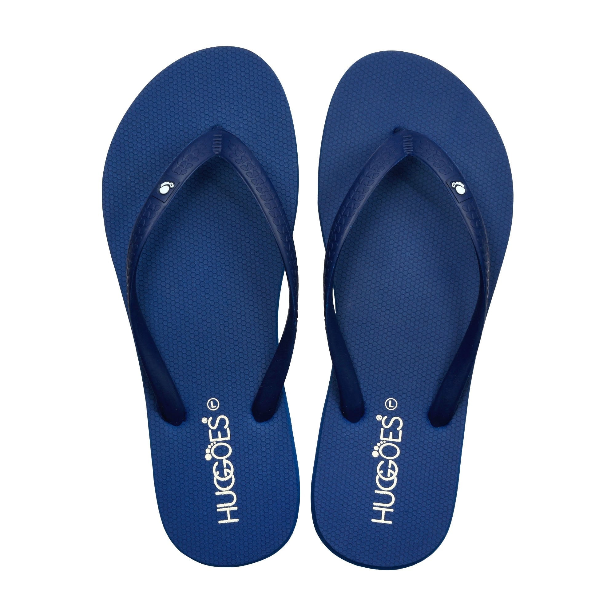 HUGGOES Cosmic Natural Rubber Comfort Flip Flops for Women - Navy/Navy ...