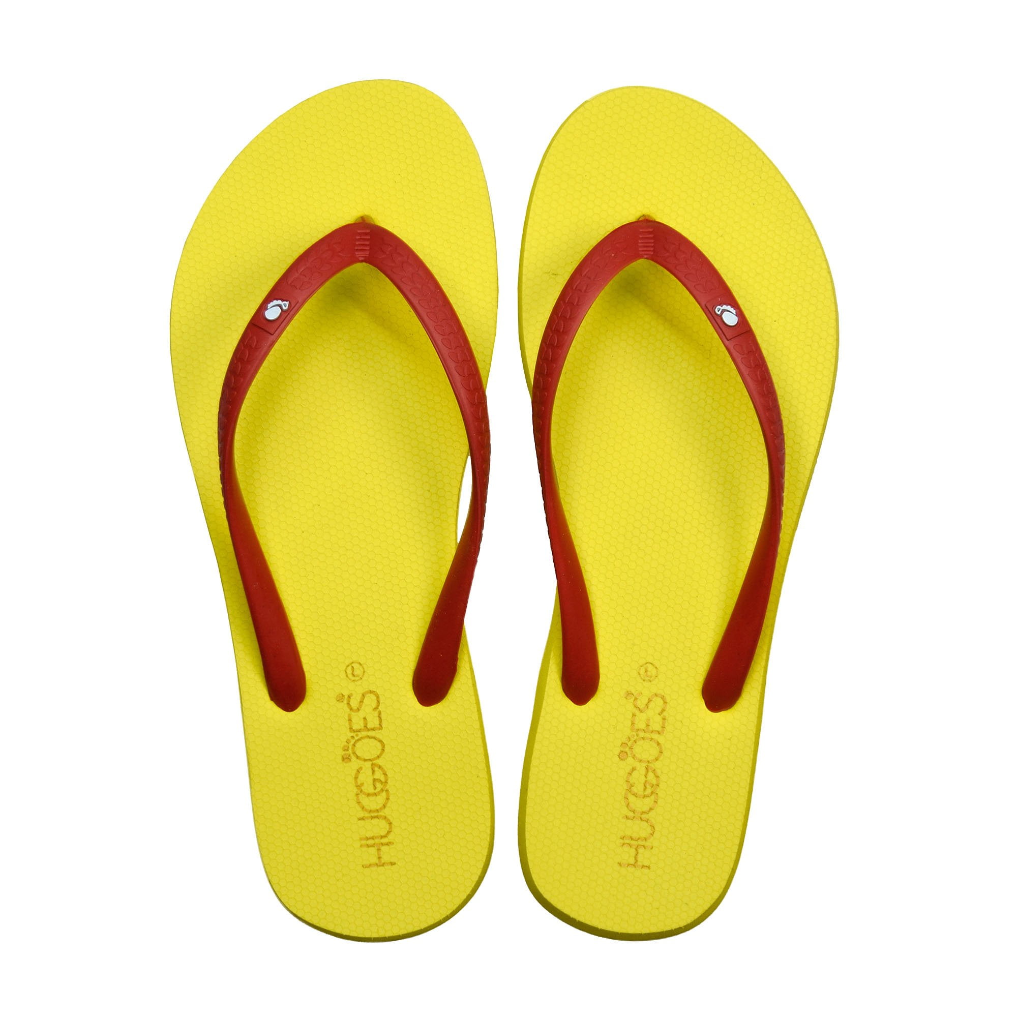 HUGGOES Flambe Natural Rubber Comfort Flip Flops for Women - Yellow/Red ...