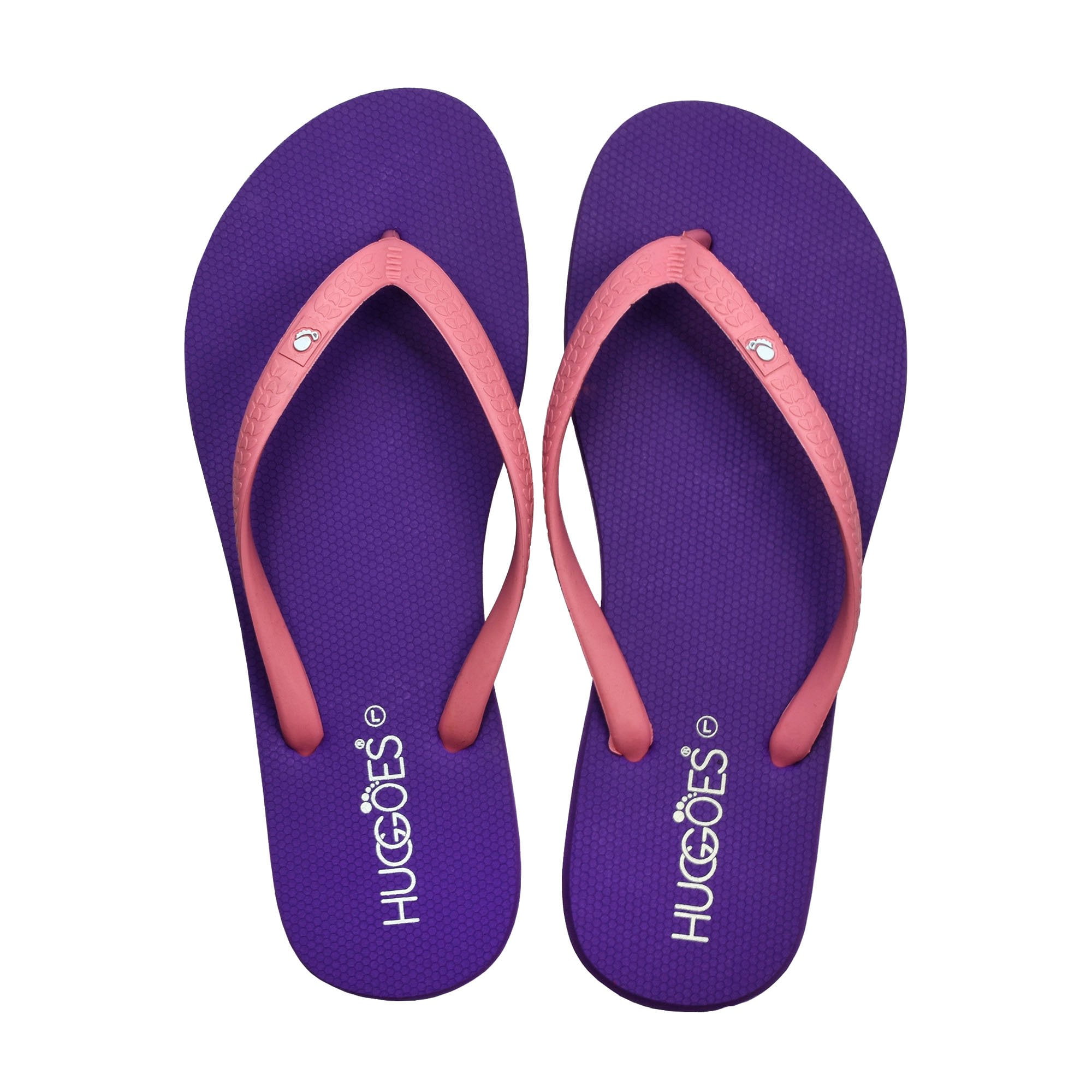 HUGGOES Lilac Natural Rubber Comfort Flip Flops for Women - Purple/Pink ...