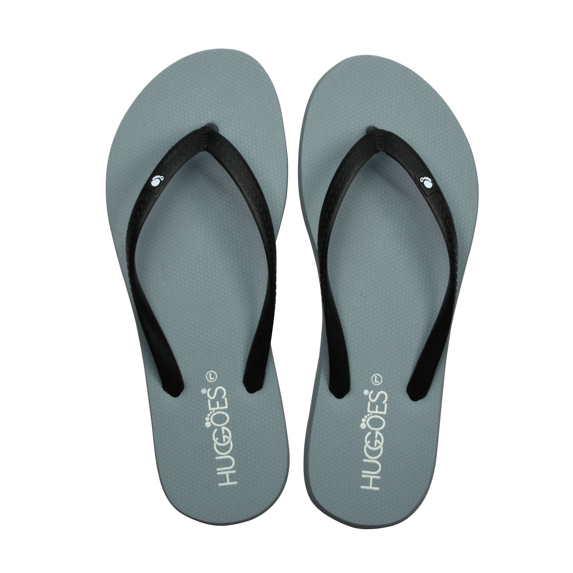 HUGGOES Tinted Natural Rubber Comfort Flip Flops for Women - Grey/Black ...