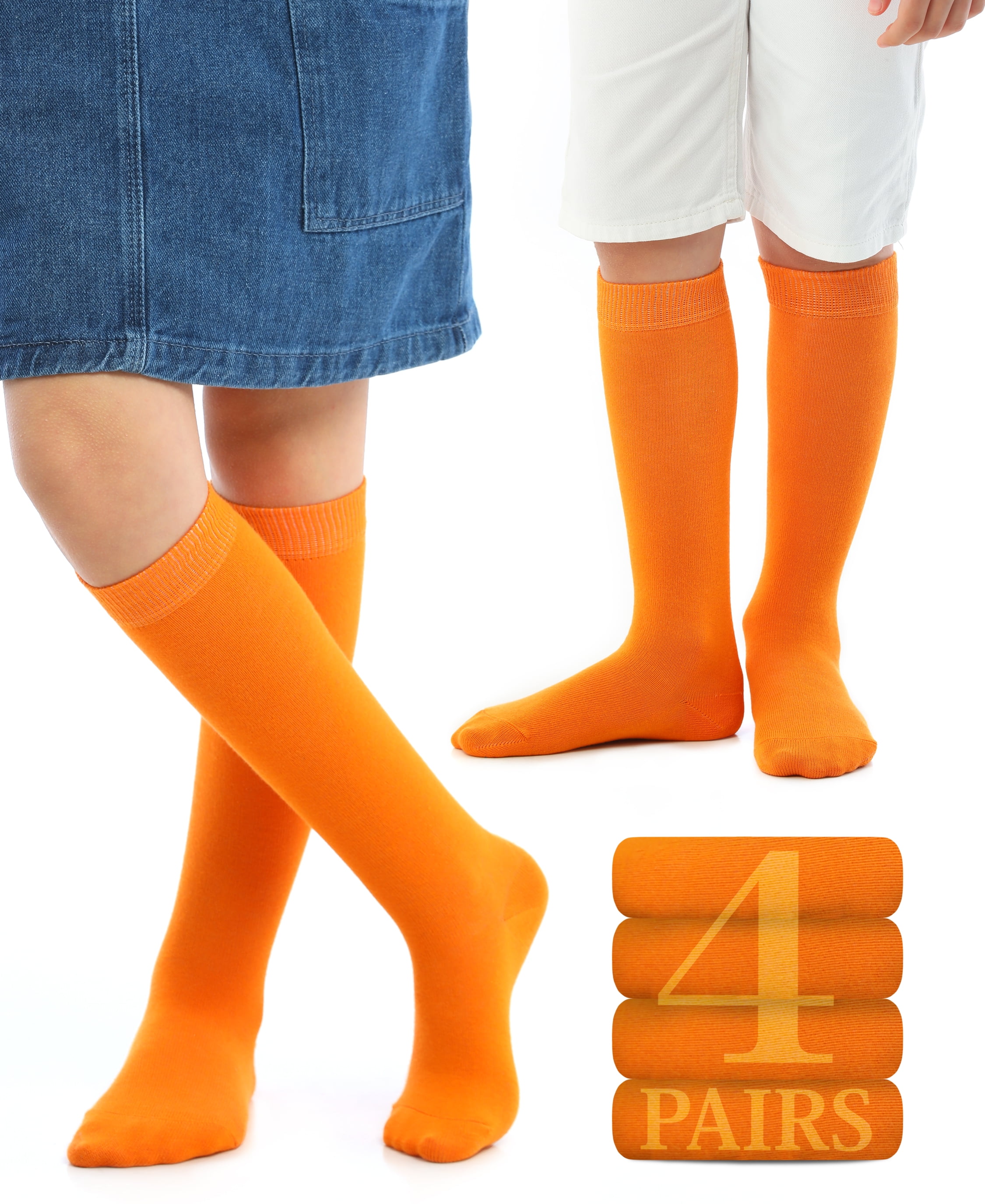 HUGH UGOLI Knee High Cotton Socks for Kids Girls Boys & Toddlers, Long ...