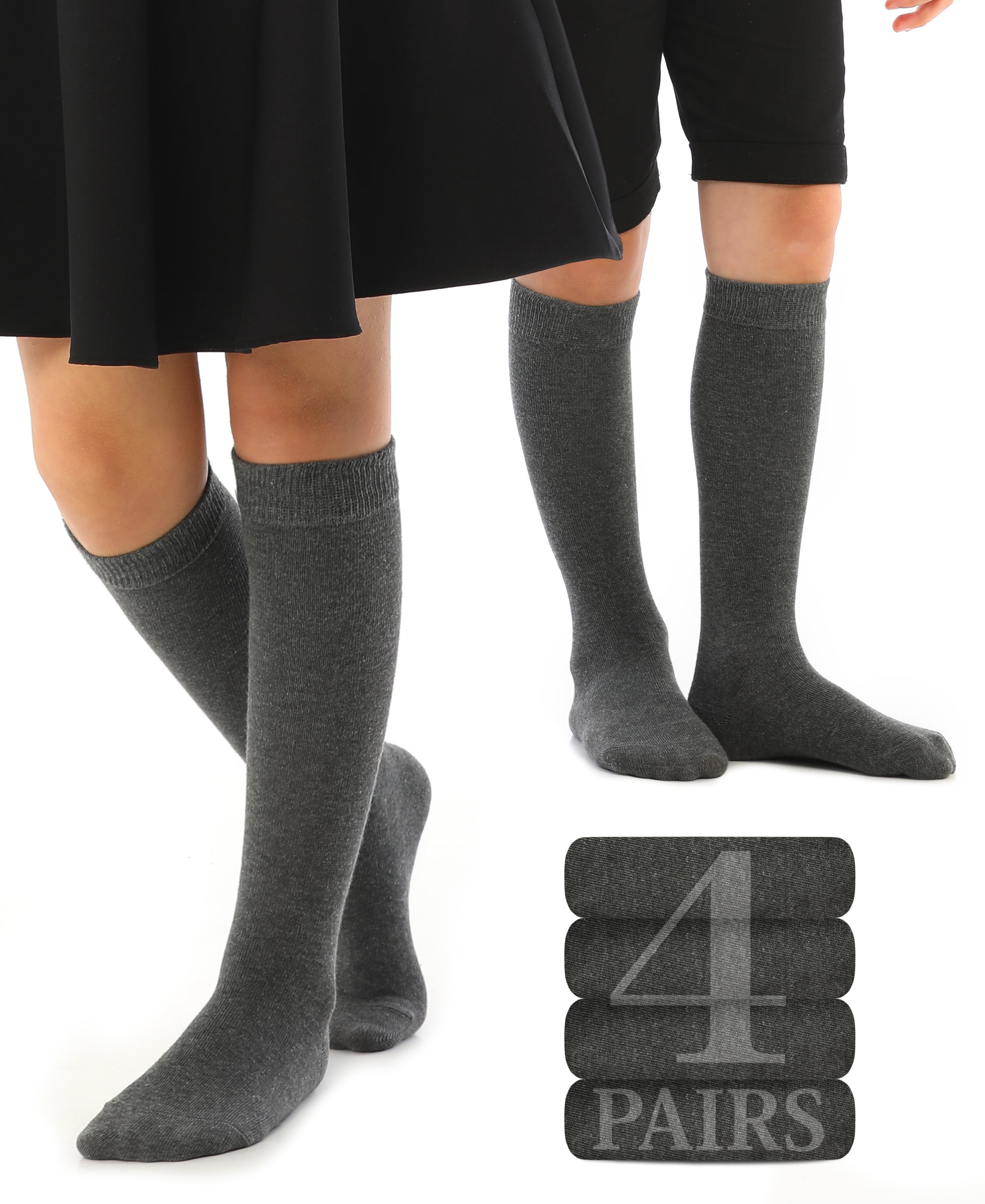 HUGH UGOLI Knee High Cotton Socks for Kids Girls Boys & Toddlers, Long ...