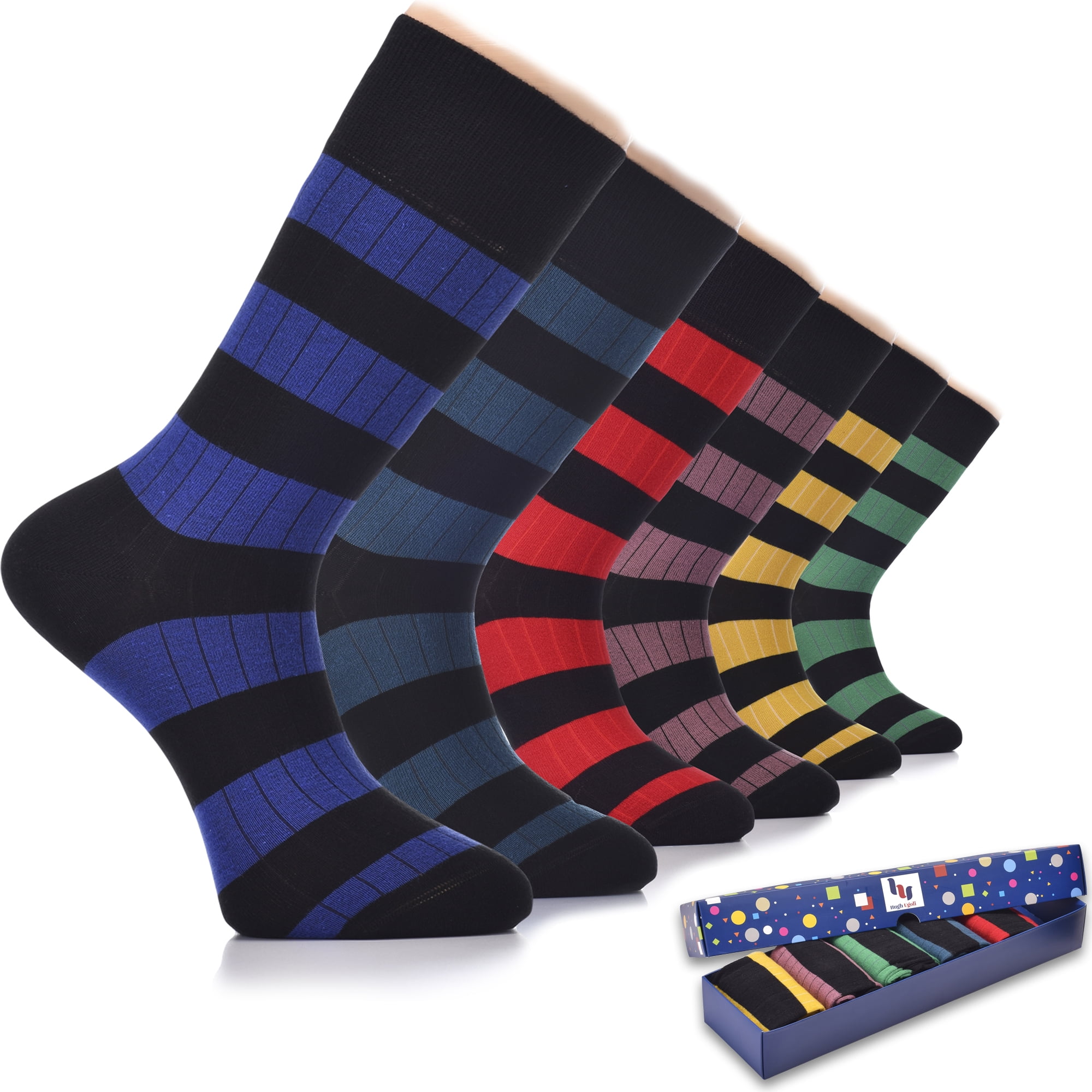 HUGH UGOLI Men Cotton Dress Socks for Business, Trouser | Patterned ...