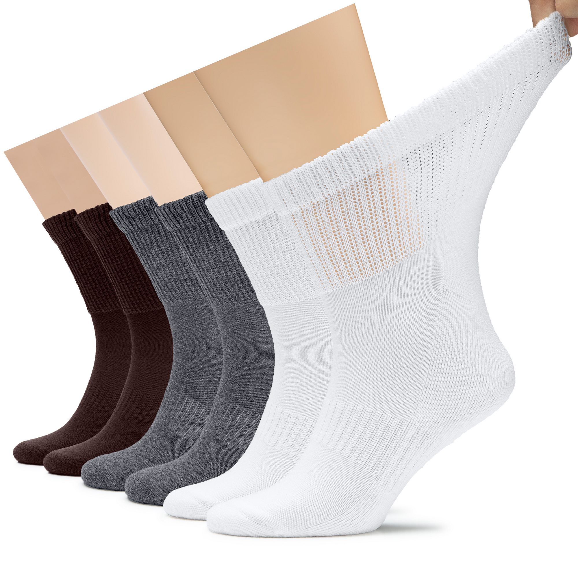 HUGH UGOLI Men's Cotton Diabetic Ankle Socks, Wide & Loose and Stretchy ...