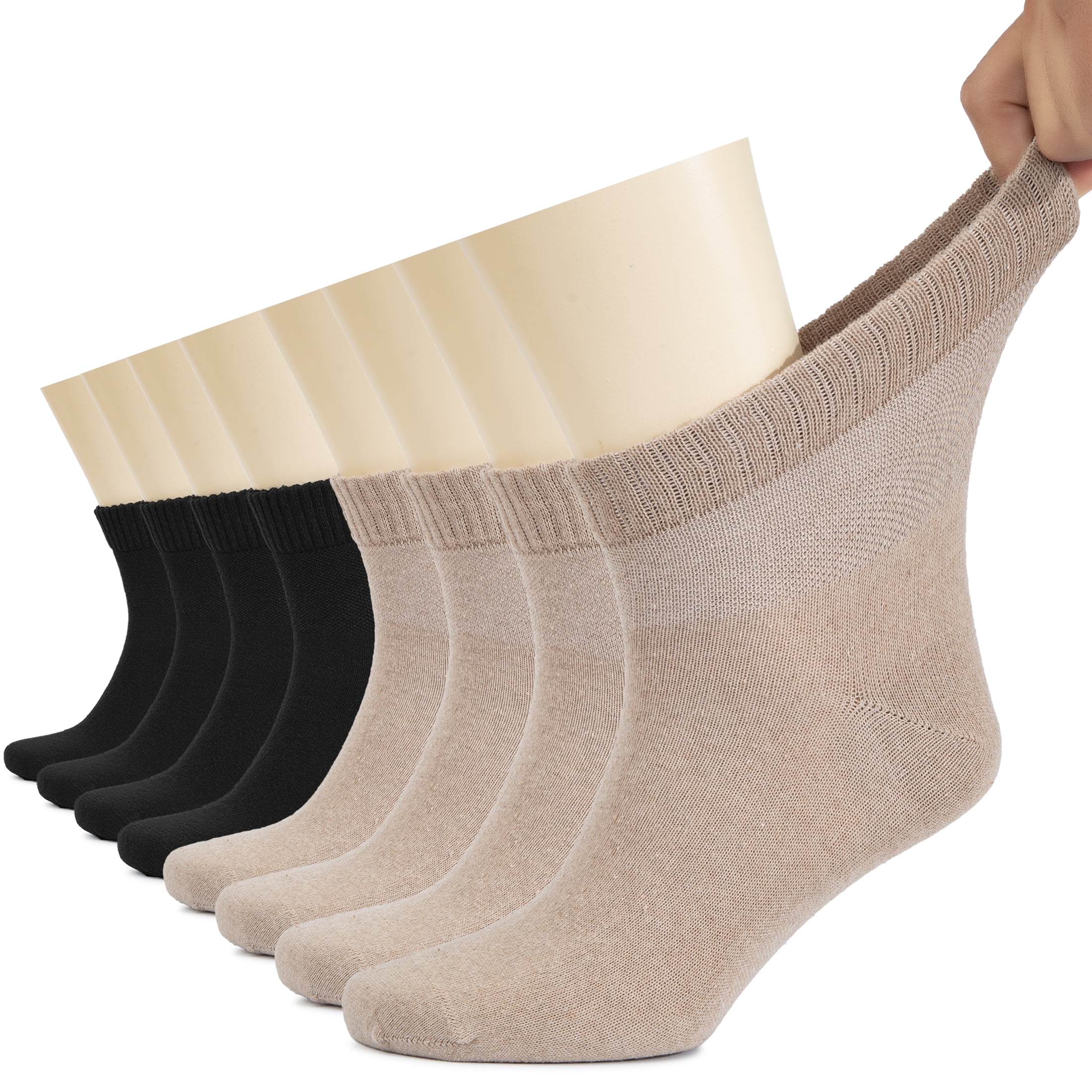 HUGH UGOLI Men's Cotton Diabetic Ankle Socks, Wide, Thin, Loose Fit and ...