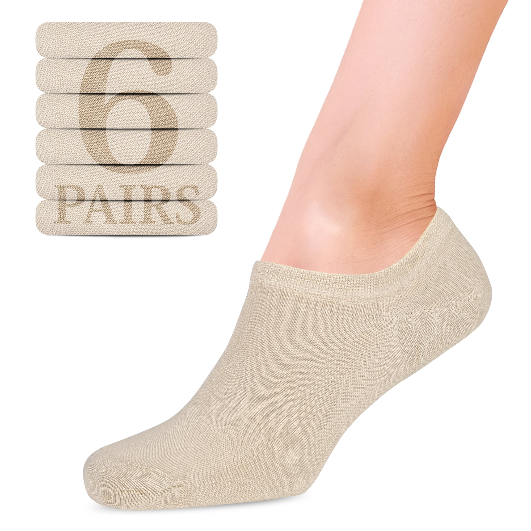 Hugh Ugoli Women Bamboo Low Cut Liner Socks, Beige, Shoe Size 6-9 ...