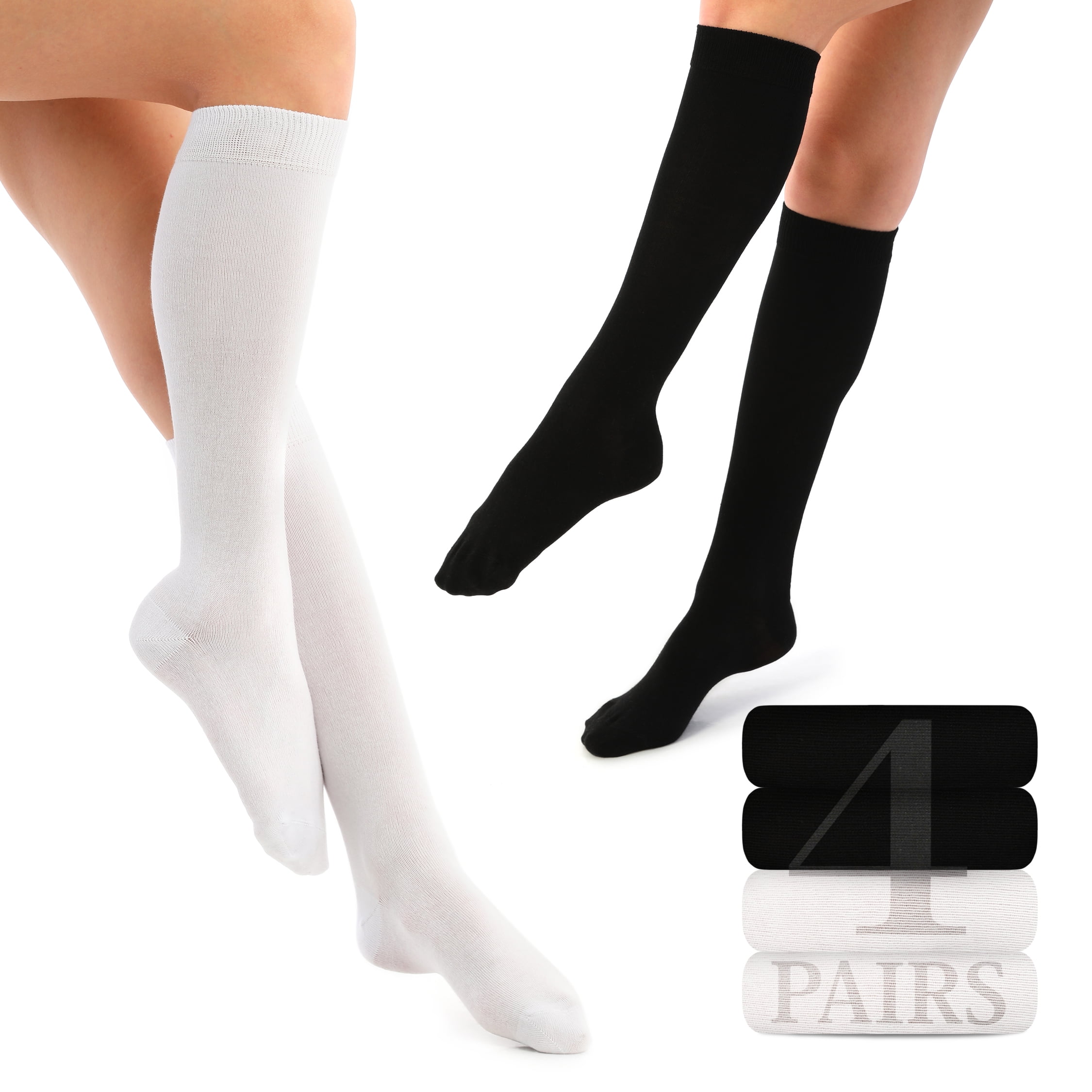 HUGH UGOLI Women Cotton Knee High Socks, Long Dress School Uniform ...