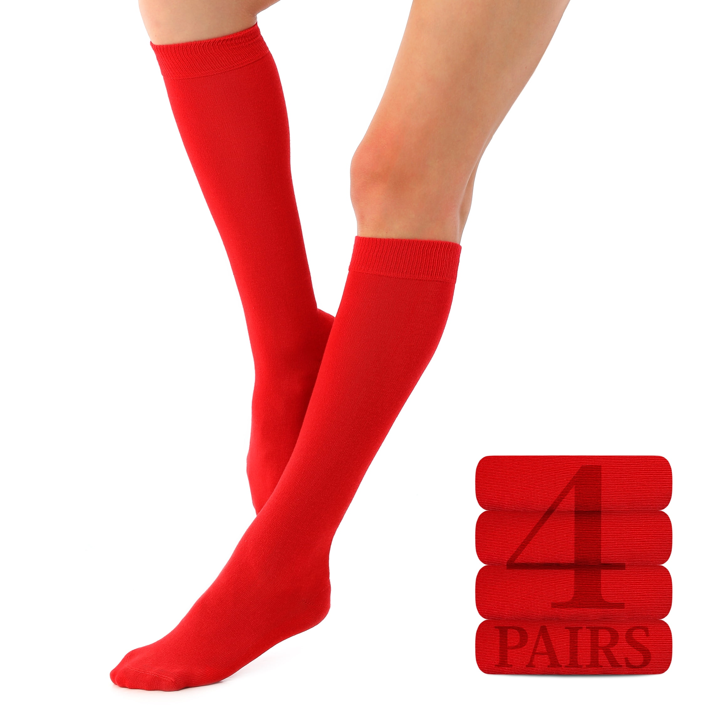 HUGH UGOLI Women Cotton Knee High Socks, Long Dress School Uniform Socks for Girls, Soft ...