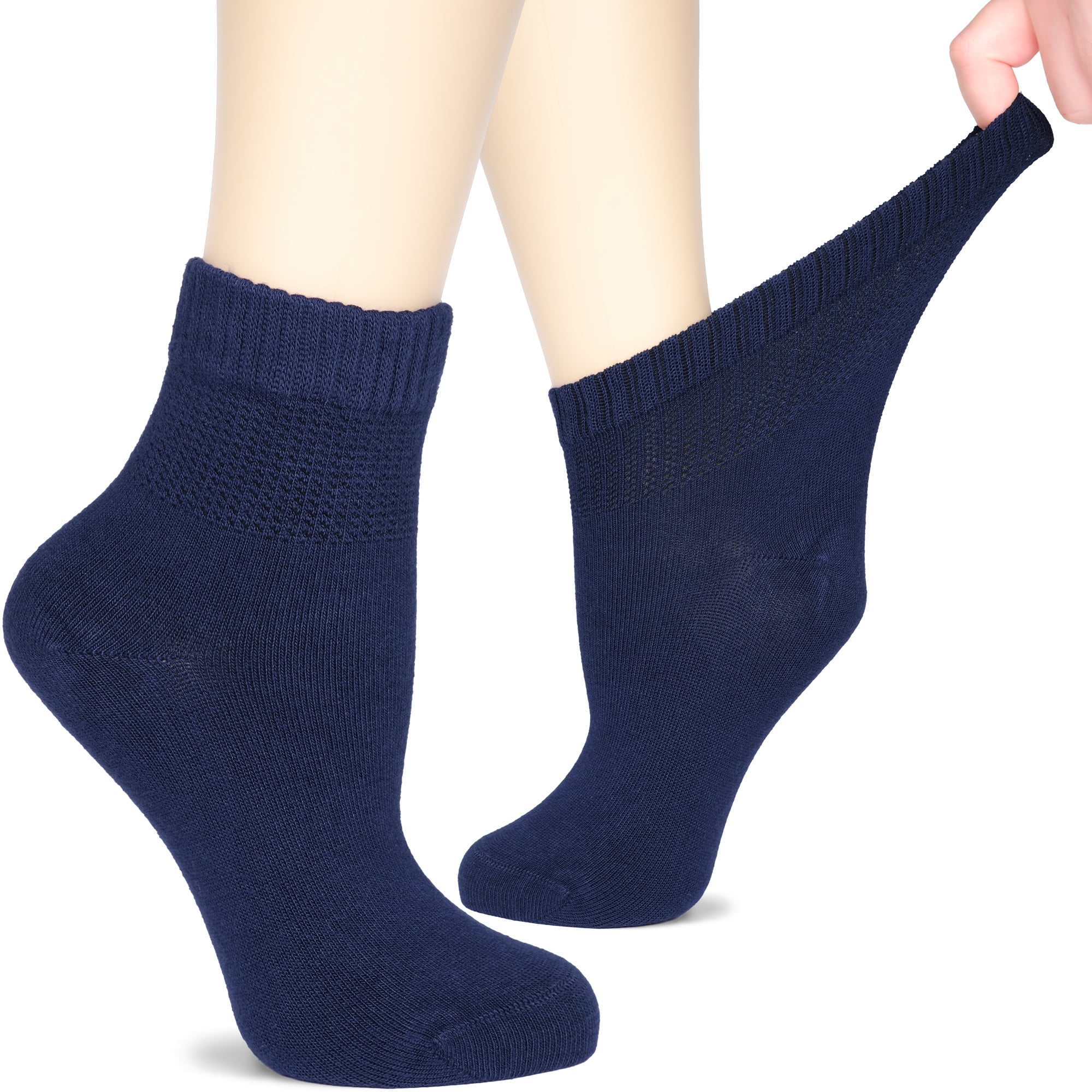 HUGH UGOLI Women's Bamboo Ankle Loose Fit Diabetic Socks, Soft ...