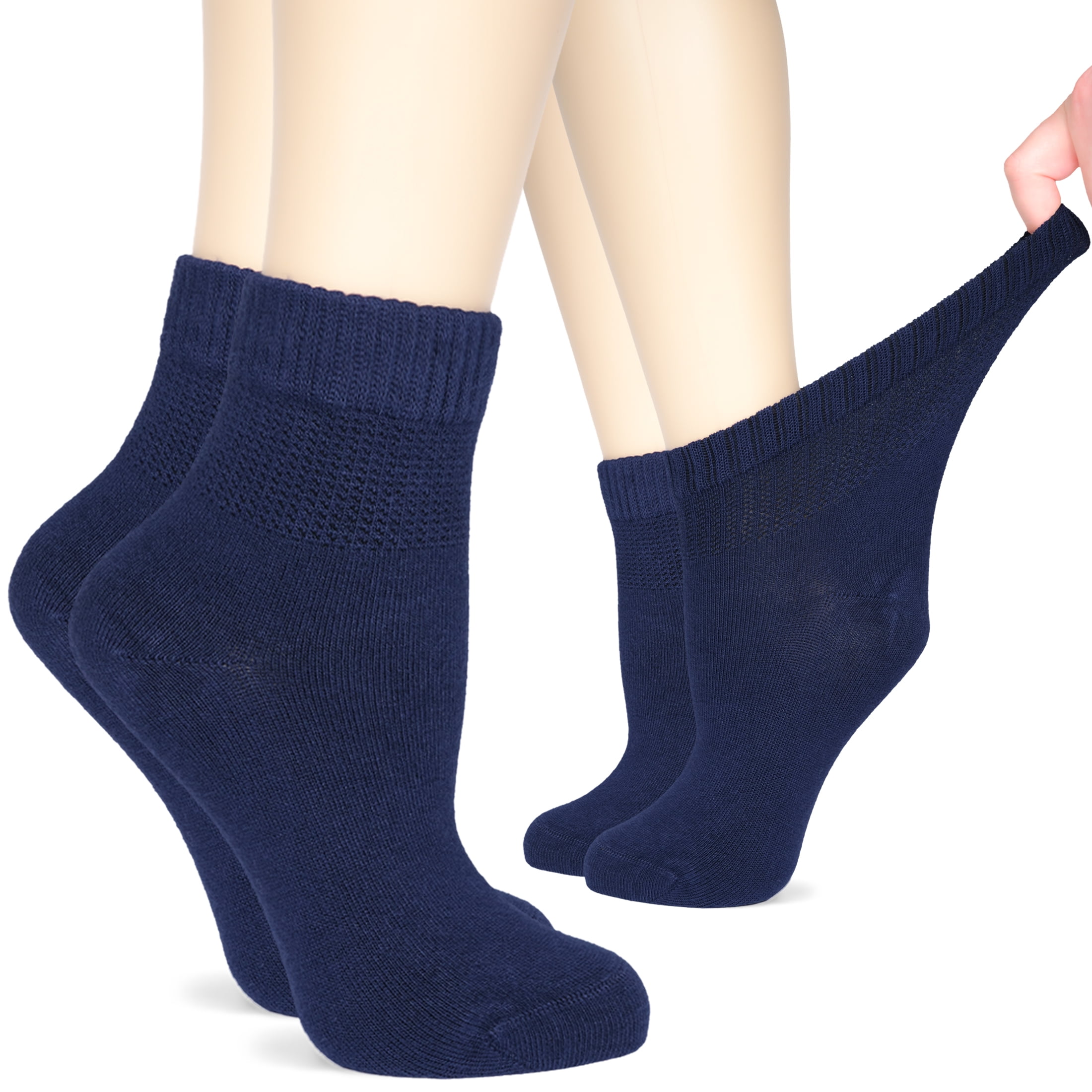 HUGH UGOLI Women's Bamboo Ankle Loose Fit Diabetic Socks, Soft ...